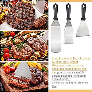 VOOWO Flat Top Grill Accessories, 38 Pcs Blackstone Griddle Accessories Kit with Long Handle, Stainless Steel Blackstone Accessories for Griddle with Metal Spatula Scraper, Valentine's Day Gift