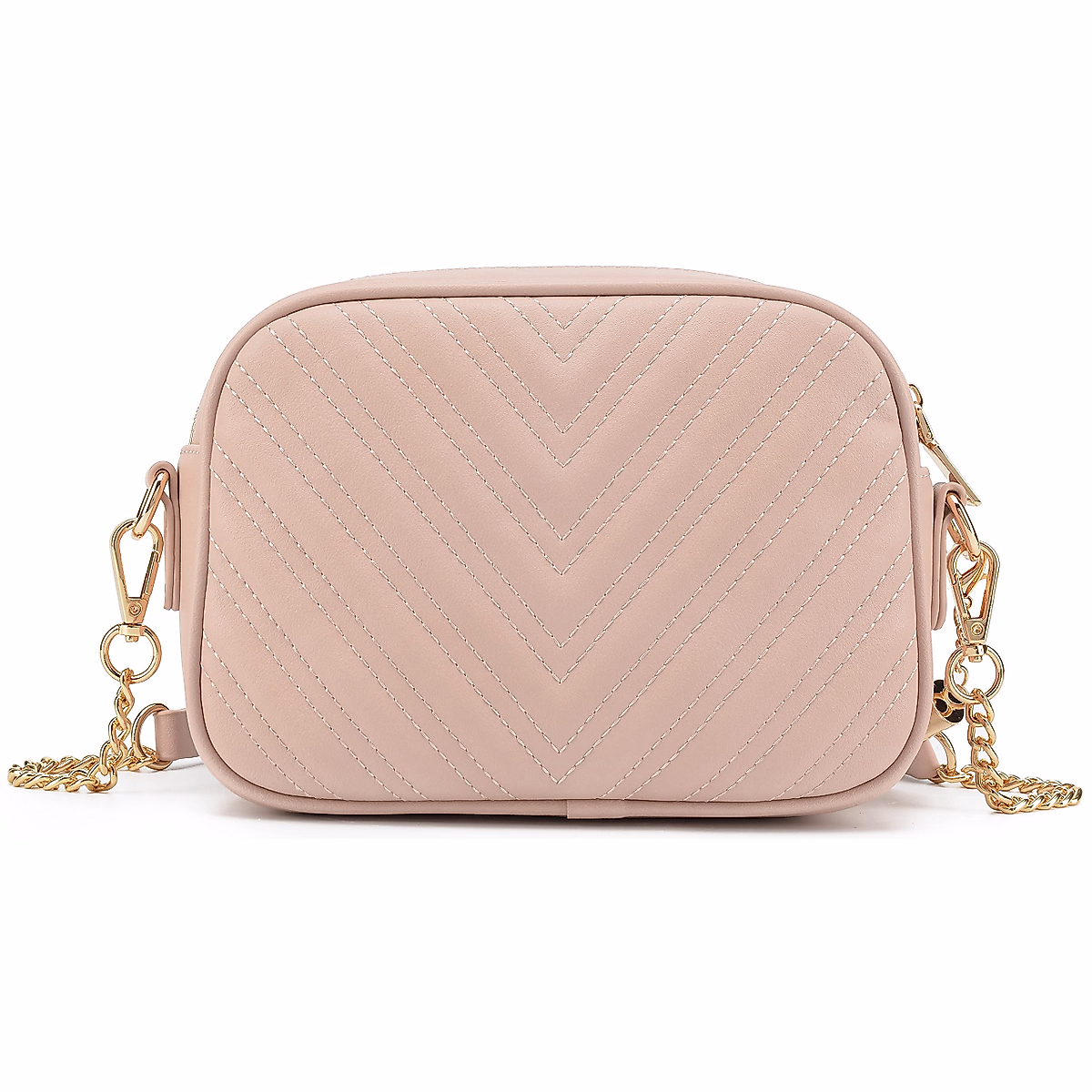 lola mae Quilted Crossbody Bag, Trendy Design Shoulder Purse (Blush light)
