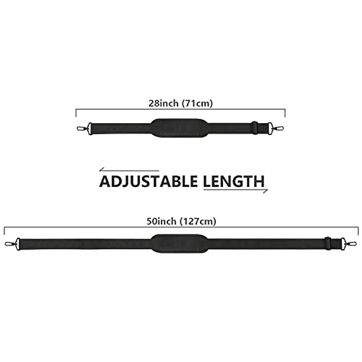 Shoulder Straps for Bags, 52" Adjustable Replacement Shoulder Strap for Laptop Bag, Universal Comfortable Computer Bag Belt with Metal Hooks for Crossbody Briefcase Duffel Messenger Bag Case, Black