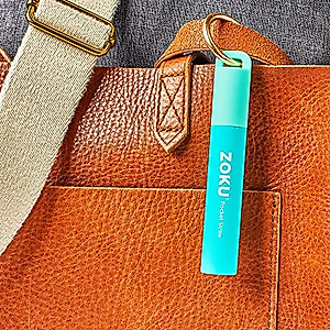 ZOKU Reusable Metal Straw with Case for Travel, Collapsible Stainless Steel Drinking Straw with Silicone Tip and Straw Cleaner Brush, Ideal for Key Chains, Pockets, Purses (Teal Pocket Straw)