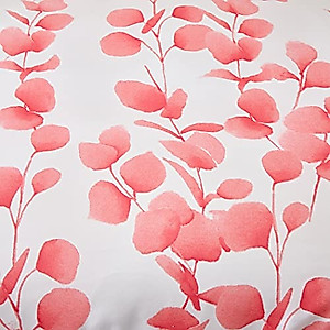 LAMEJOR Duvet Cover Set Queen Size White/Pink Leaves Floral Bedding Set Comforter Cover (1 Duvet Cover+2 Pillowcases)
