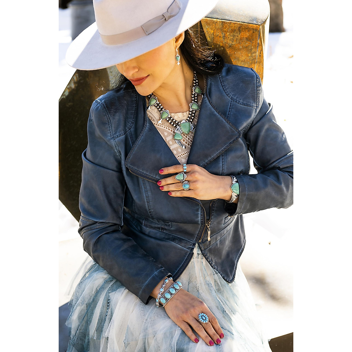 American West Sterling Green Turquoise Gemstone Arrowhead Ring Size 8