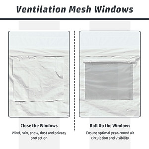 Aoodor 20 x 12 FT. Vehicle Carport Canopy Portable Garage Party Canopy Tent Boat Shelter, Heavy Duty Metal Frame with Removable Rool-up Sidewalls and Doors, White