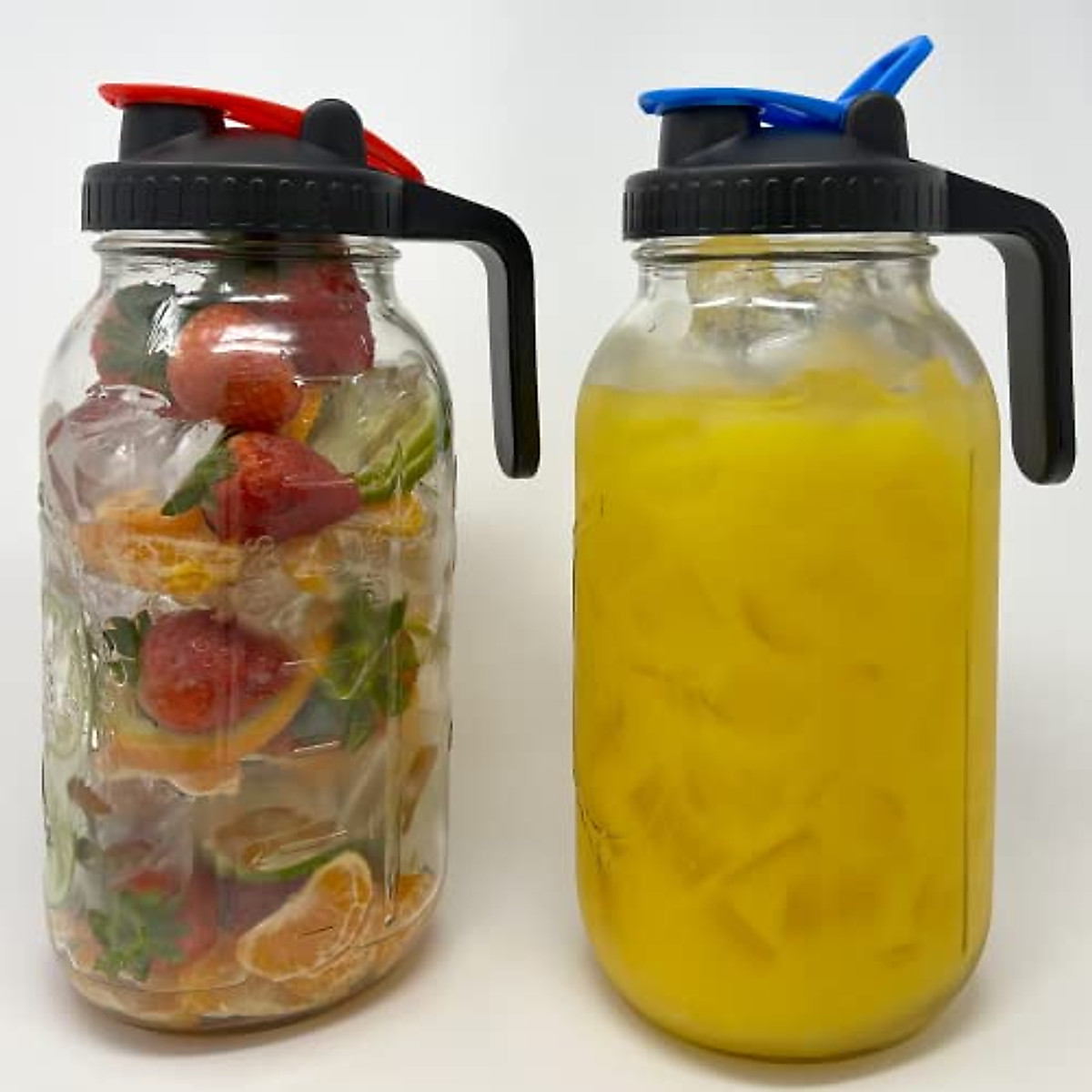 Mason Jar 64 oz Pitcher Half Gallon Pitcher with Wide Mouth Aesthetic Glass Pitcher With Lid and band Cold Brew Pitcher For Tea, Juices, Coffee, Lemonade – Pack Of 2