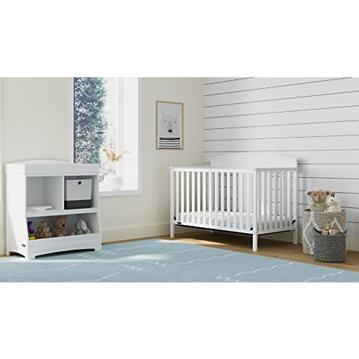 Graco Benton Changing Table with Storage (White) – GREENGUARD Gold Certified, Designed to Fit Standard-Size Baby Changing Pad, Storage for Nursery and Kids Bedroom, Changing Table Organizer