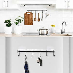 Kalione 2 Pack Wall Mount Utensil Rail Rack, Stainless Steel, 2pcs Adhesive Utensil Holder Hooks for Kitchen Bathroom