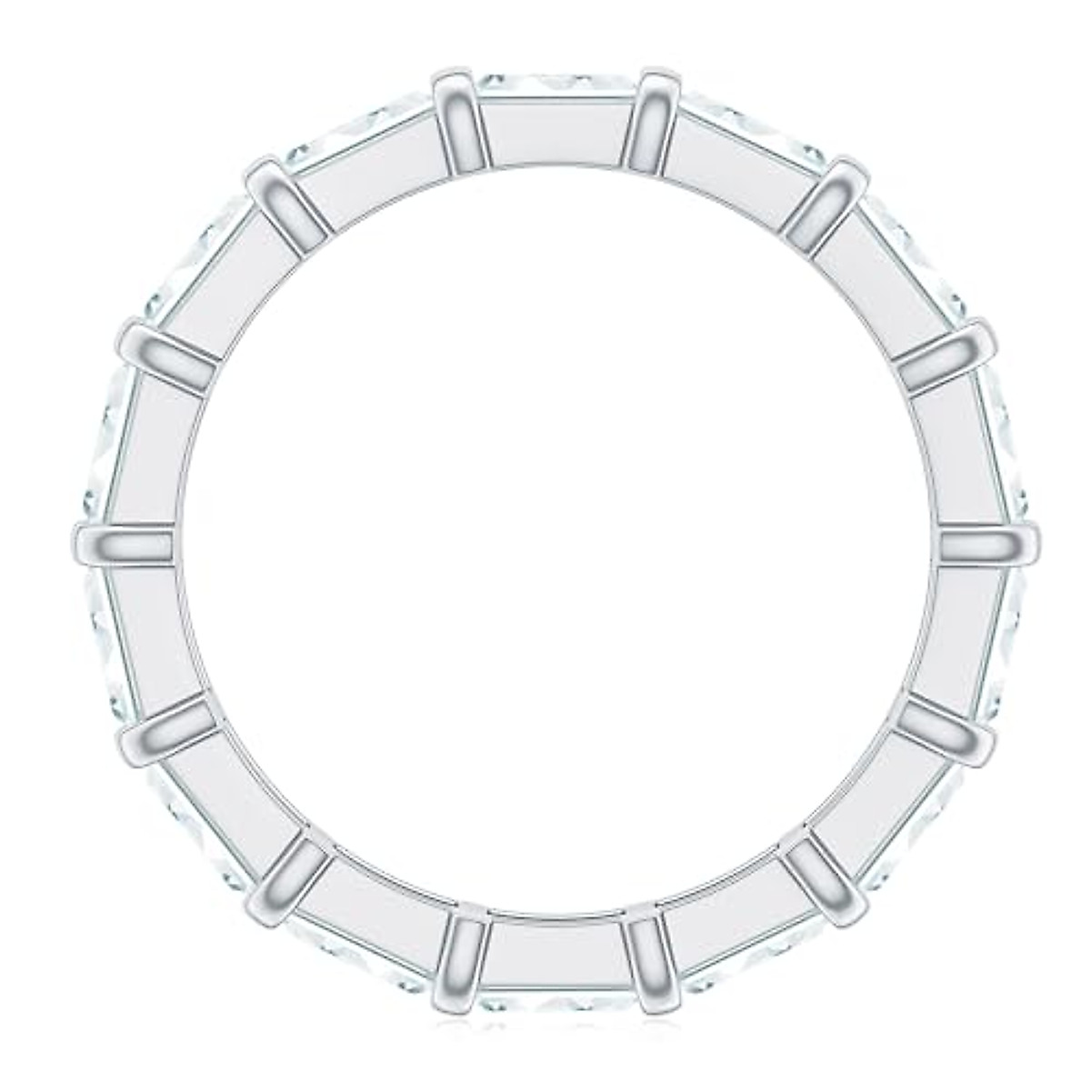 Certified Moissanite Diamond Eternity Band, D-Vs1 Quality, East West Ring, Moissanite Anniversary Ring - With Jewelry Box, 14K White Gold, Size:US 7.00