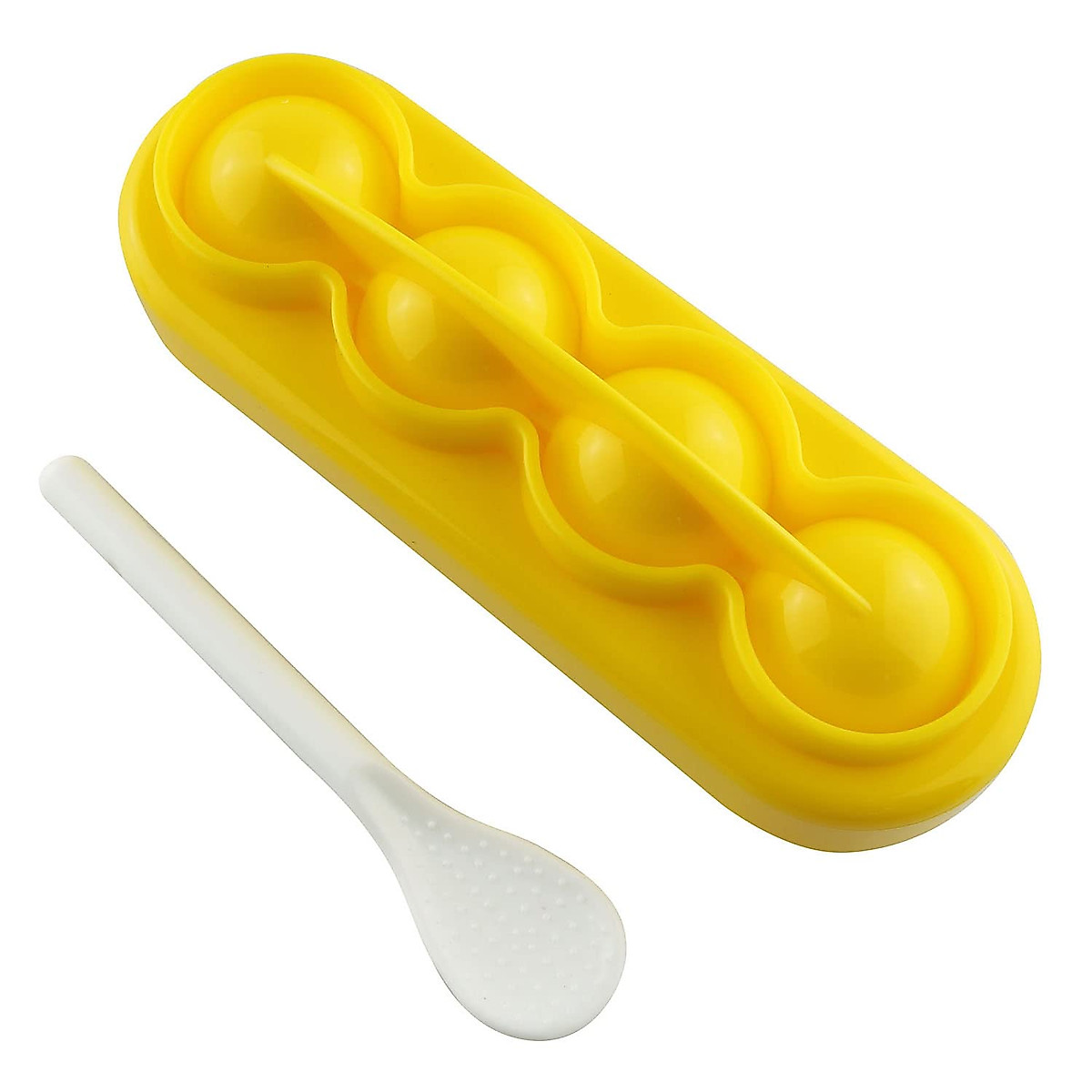 JCBIZ 1Set with 4 Pcs Rice Ball Mould Shaker Ball Shape Sushi Maker Mould and 2 Smile Face Seaweed Punch Embossing Mould Kitchen Tools for Shake DIY Lunch with a Mini Rice Spoon