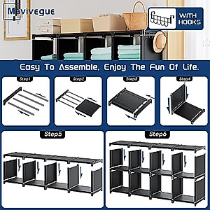 Mavivegue Book Shelf, 20 Cube Storage Organizer, DIY Bookcase, Metal Cube Bookshelf,Tall Book case for Bedroom, Living Room,Office,Closet Storage Organizer, Black Cubicle Storage Rack