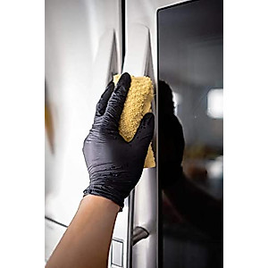 LW Concept Black Medical Nitrile Examination Gloves - Latex & Powder-Free, Disposable, Ultra-Strong, Healthcare, Food Handling Use (Medium, Box of 100)