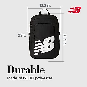 Concept One New Balance Laptop Backpack, Sports Travel Gym Bag for Men and Women, Black, 18 Inch