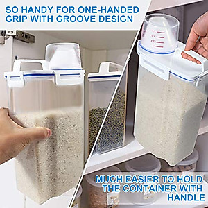 TBMax Rice Storage Container - 5 Lbs Flour Container Cereal Dispenser with Measuring Cup, Airtight Dry Food Container Bin for Kitchen Pantry Storage Organization