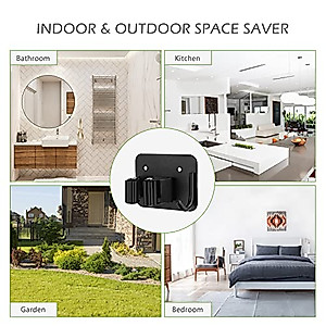 Mop and Broom Holder Wall Mount. Non-slip Stainless Steel Mop Holder Broom Hanger Tool Organizer Self Adhesive. Organization and Storage for Home Garden Garage Kitchen Laundry Room (Black, 4 Pack)