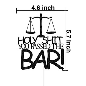 MFULHUBA Passed the Bar Cake Topper, Future Lawyer, Funny Lawyer Grad Cake Decor, Law School Survivor 2024 Graduation Party Decorations Black Glitter