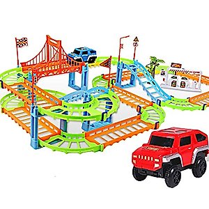 Race Tracks Toys for Kids Boys Girls Electric Car Create a Variety of Tracks 3 4 5 6 Year Old Boys Girls Best Gift (Colorful)