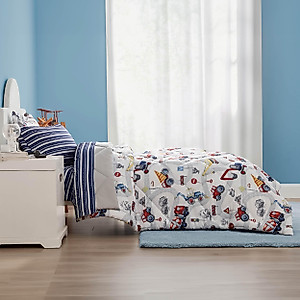 PPOLCA Truck Twin Comforter Set for Boys,5 Pieces Kids Bedroom Bedding Set with Sheets and Pillowcase,Super Soft Lightweight for All Seasons,Car,Machine Washable