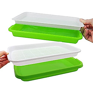 QHC KOCK 6-Pack Seed Sprouter Tray BPA Free PP Soil-Free Big Capacity Healthy Wheatgrass Grower Sprouting Container Kit Wheatgrass Cat Grass Seedling Planting Storaging Trays for Garden Home Office