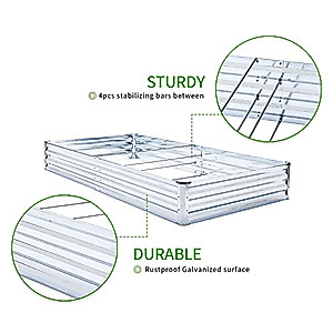 Veezyo Galvanized Raised Garden Bed Kit - Metal Raised Planter 2 Pack 6'x3'x1' for Flowers Plants, Vegetables Herb