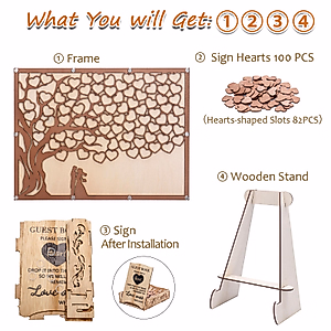 HYMENEX Wedding Guest Book Alternative, Guest Book Wedding Reception with Wooden Hearts Guest Book Signs for Wedding Anniversary Birthday Party Baby Shower