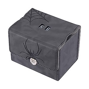 Zoopin Leather Deck Box with Built-in Spinning Life Counter (Black)