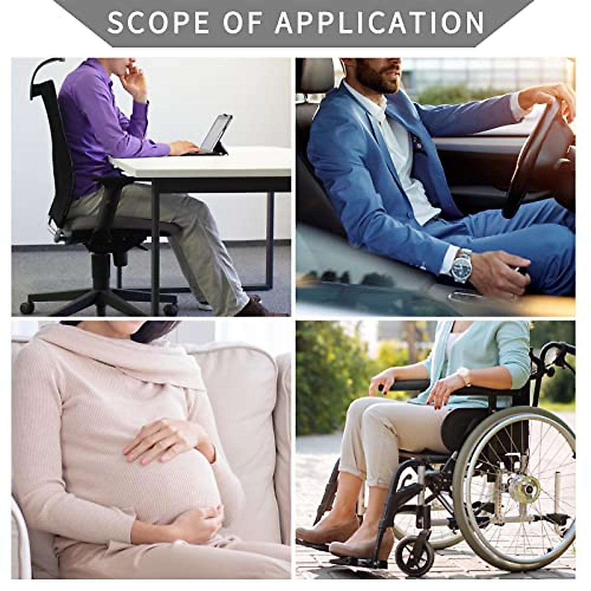 Achiou Lumbar Support Pillow for Office Chair, Back Support Pillow for Car Computer Gaming Chair, Memory Foam Pad Back Cushion for Back Pain Relief Boost Your Lower Back Comfort Zone