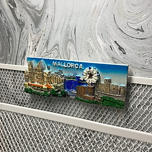 A-ONE Belleville Castle Palma Cathedral Mallorca Spain 3D Poly Refrigerator Sticker Magnet 1PC+Catedral de Córdoba Badge Patch 1PC, Holiday Fridge Magnet, Marine Patch for Clothes Dresses C214+253
