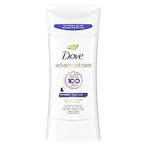 Dove Advanced Care Antiperspirant Deodorant Stick Sheer Fresh Anti-stain antiperspirant deodorant for soft underarms 72-hour underarm odor protection and all-day sweat control 2.6 oz