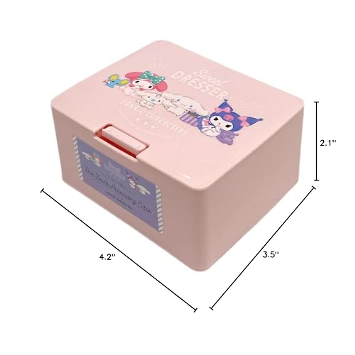 Friend Sanrio My Melody × Kuromi × Cinnamoroll Cute Box with One Touch Open Lid, Makeup Case, Accessory Case, Cosmetic Case, 4.2in x 3.5in x 2.1in