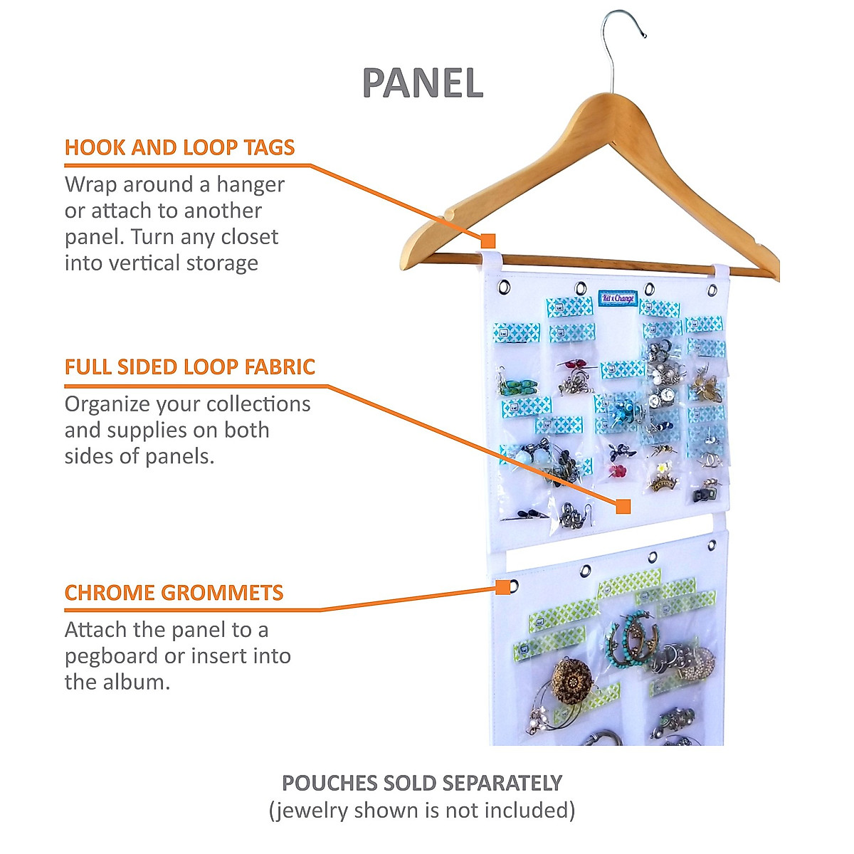 2 Panels by KIT XCHANGE Hanger Binder Storage System Planner Beads Scrapbooking Hook Loop