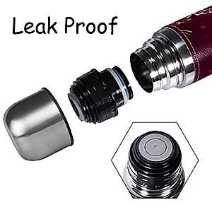 Wine Cherry Stainless Steel Water Bottle, Leak-Proof Travel Thermos Mug, Double Walled Vacuum Insulated Flask 17 OZ