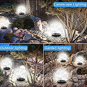 MIQIA Solar Lights Outdoor, 2 Pack 40 LED Cracked Glass Solar Garden Lights, Waterproof Solar Ground Lights for Yard, Patio, Walkway, Lawn, Pathway, Solar Outdoor Decorative Lights (4.7 Inch, White)