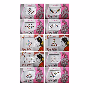 IS4A 10 Pack Bindi for Women, Bindi Jewelry Forehead, Indian Bindi, Bindi Face Jewels Multicolored Face Bindi Stickers