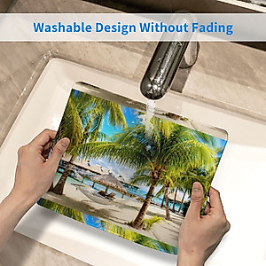 Tropical Beach Scenery Mouse Padwith Stitched Edges and Non-Slip Rubber Base for Laptop Computers Gaming Office or Home