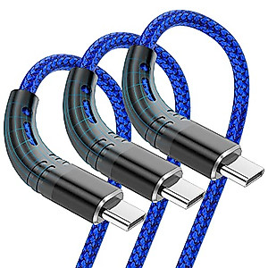 3Pack 10 Foot USB C to USB A Cable,Type C 3A Fast Charger Extra Long 10ft Charging Cord for Samsung Galaxy A10e A20 A51 A71, S22 S21 S20 S10 S9 S10E, Note 20 10 9 8, Moto G7 G8,LG K51& More (Blue)