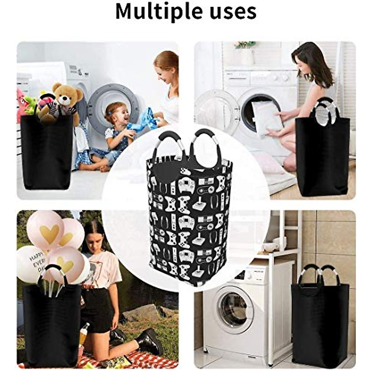 Game Weapon Funny Gamer Laundry Basket Laundry Hamper Large Capacity Portable Dirty Clothes Storage Bags Household Toy Organizer