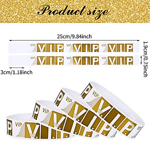 300 Pieces Waterproof VIP Plastic Wristbands VIP Wristbands for Events Lightweight Bracelets Armbands Party Wrist Band for Events, Amusement Parks, Concerts, Fairs, Festivals (Gold)