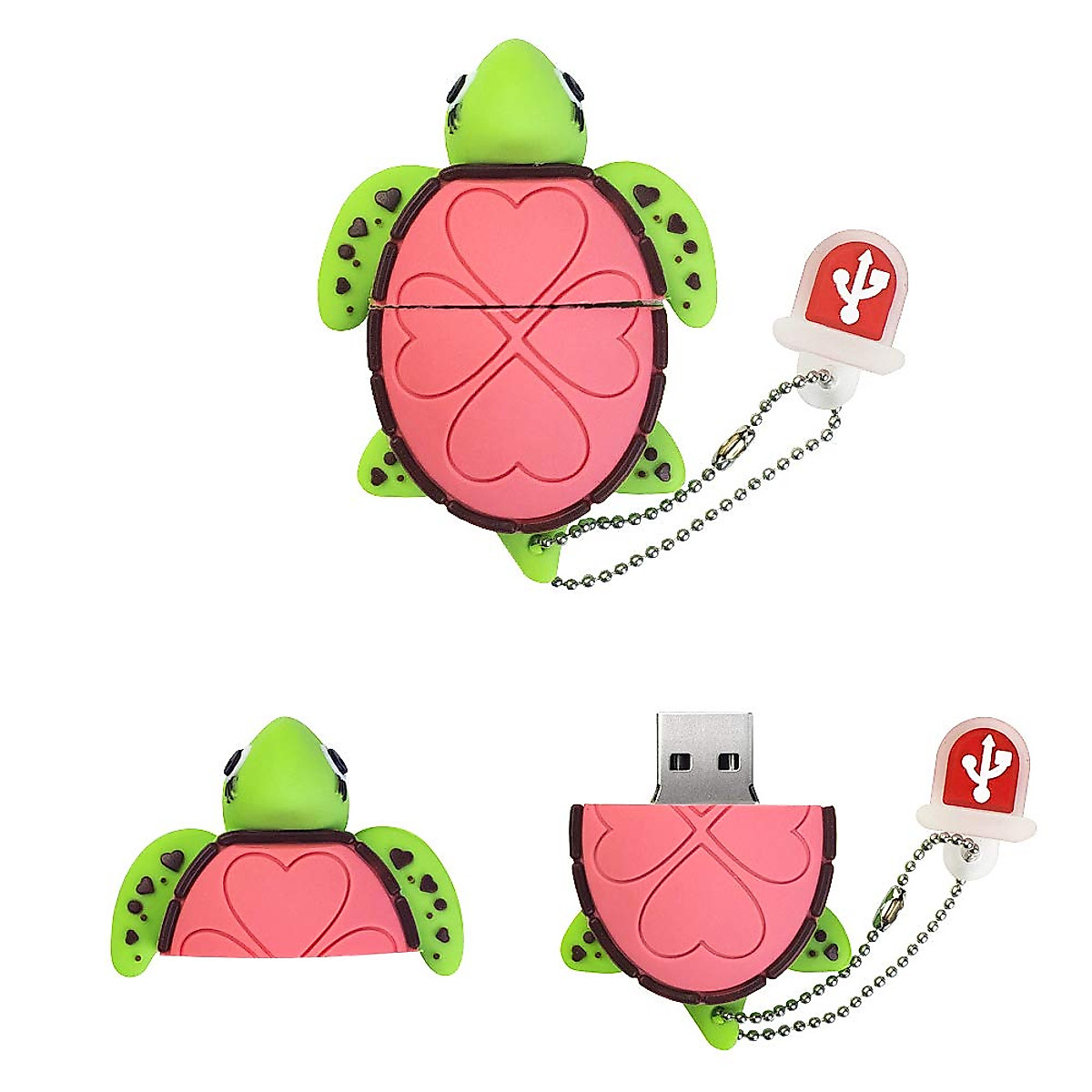 LEIZHAN Cute Flash Drive 32GB Turtle Thumb Drive USB 2.0 Cartoon Animal Jump Drive Tortoise Shape Computer USB Memory Stick Pendrive Gift for Kids, Teacher, Friends, Pink