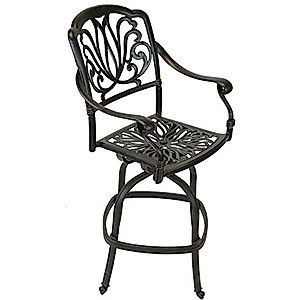 theWorldofpatio Elizabeth Cast Aluminum Powder Coated 6pc Outdoor Patio Swivel Bar Stools - Antique Bronze