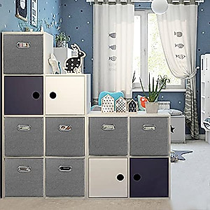 Storage Cubes, 11 Inch Cube Storage Bins (Set of 3), Fabric Collapsible Storage Bins with Dual Handles, Foldable Cube Baskets for Shelf, Closet Organizers and Storage Box (Beige)