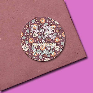 Fall Colors & Flowers Themed Thank You Customer Appreciation Sticker Labels for Small Businesses, 60 1.5" Circle Stickers by AmandaCreation, for Envelopes, Postcards, Direct Mail!