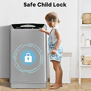 LifePlus Full Automatic Washing Machine, 1.8 cuft Compact Laundry Washer 12lbs Capacity w/Drain Pump, Faucet Adaptor, 8 Programs & 6 Water Levels for Apartment Home Dorm