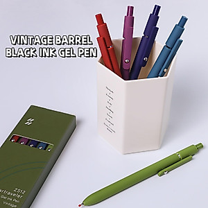 UIXJODO Gel Pens, 5 Pcs 0.5mm Black Ink Pens Fine Point Smooth Writing Pens with Silicone Grip, High-End Series Metal Clip Retractable Pens for Journaling Note Taking (Vintage)