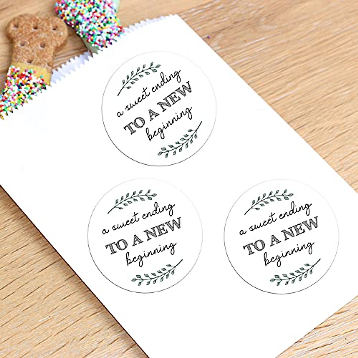 A Sweet Ending to a New Beginning Stickers, Wedding Favor Sticker Labels-120PCS