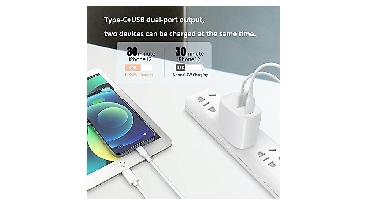 2-Pack 20W USB C Fast Charger - PD & QC 3.0 Dual Port