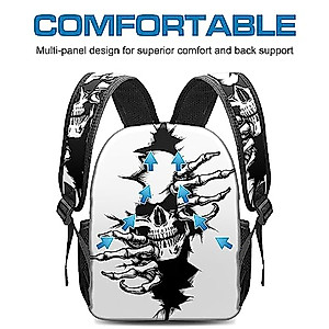 Genhuyiz Halloween Kids Backpack for School Trips and Outdoor Activities Halloween Horror Skeleton Decor 16 Inch Backpack for Boys and Girls