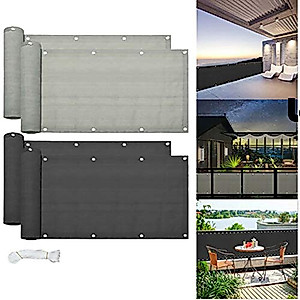 RESOYE 16ft x 3ft 90% Heavy Duty Shade Cloth, Mesh Sun Block Fabric with Grommets, Balcony Privacy Screen Cover Fence Privacy Screen for Wind Outdoor Apartment Railings
