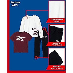 Reebok Baby Boys' Jogger Set - 3 Piece Short Sleeve T-Shirt and Sweatpants Playwear Set (InfantToddler), Size 4T, Black