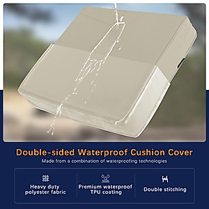 Favoyard Outdoor Seat Cushion Set 22 x 22 Inch Waterproof & Fade Resistant Patio Furniture Cushions with Removable Cover Deep Seat & Back Cushion with Handle and Adjustable Straps for Chair Sofa Couch