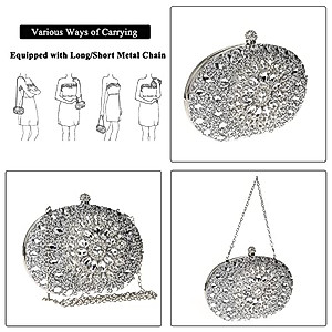 COAIMANEY Womens Sparkly Rhinestone Glitter Clutch Purse Evening Handbag Shoulder Bag for Wedding Party Prom