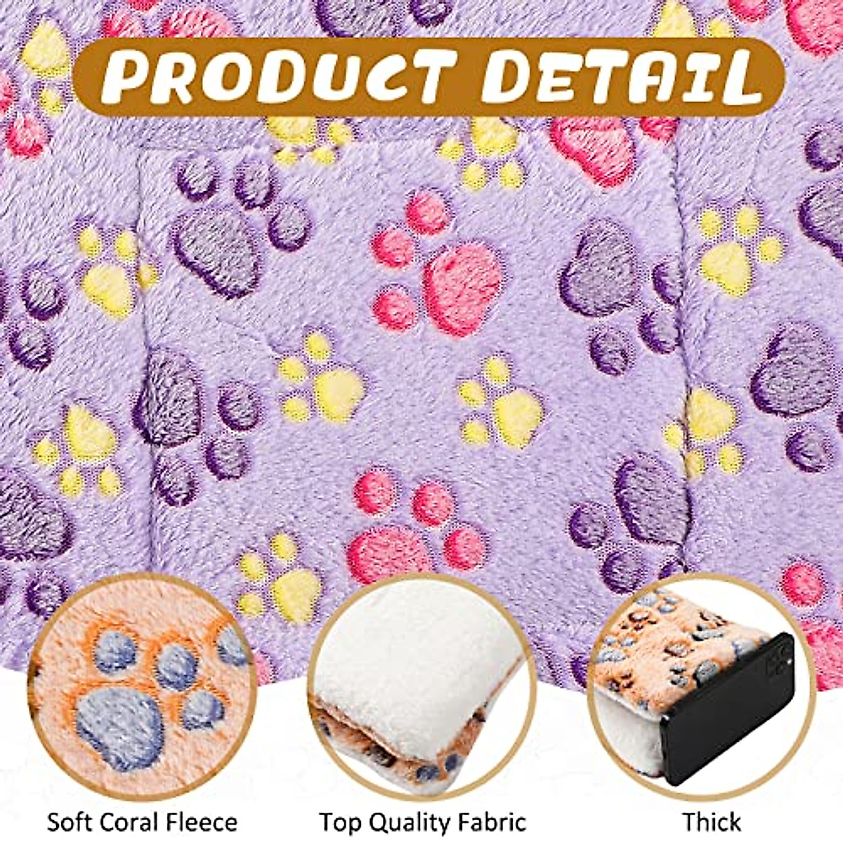 5 Pcs Guinea Pig Bed Mat Cute Cats Paw Print Blanket Bed for Small Animal Winter Soft Plush Bunny Dog Cat Bed Thickened Washable Reversible Fleece Crate Bed Mat Hamster Bedding (13 x 18.5 Inch)